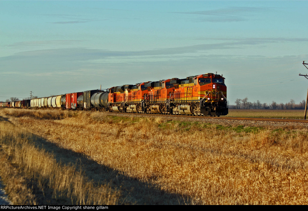 BNSF 4397 Leads a freight into Evening Light.